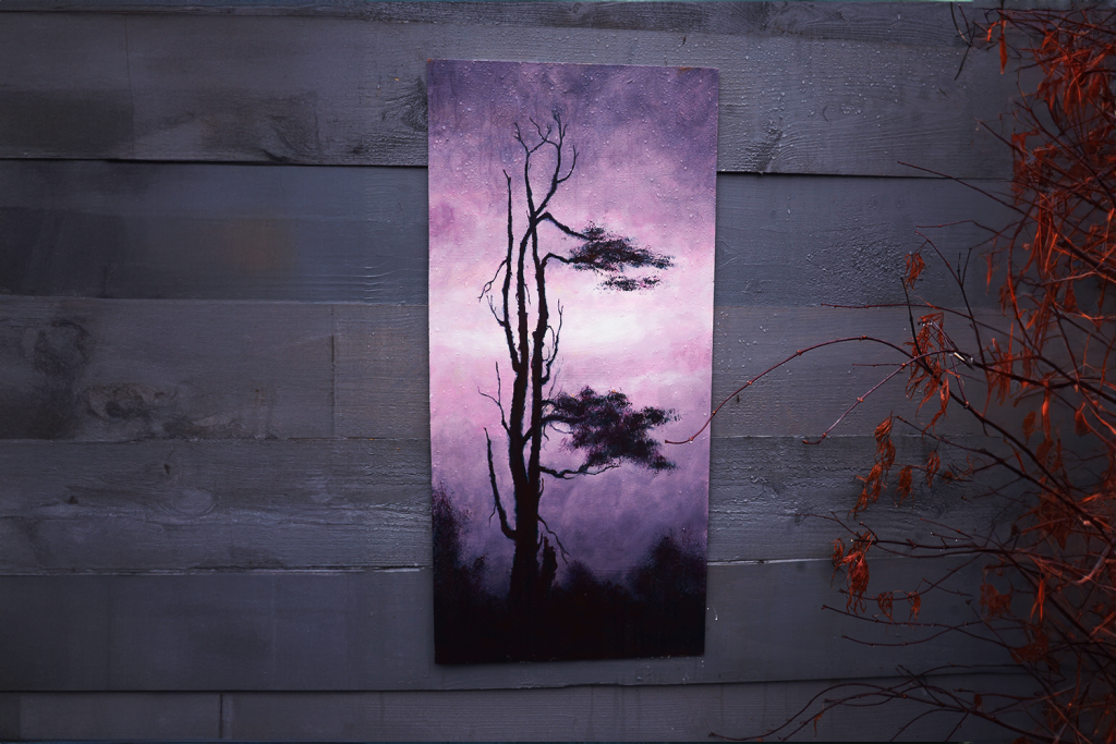Mystic Glow: Japanese Silhouette of Lightning Tree – ART FOR THE GARDEN